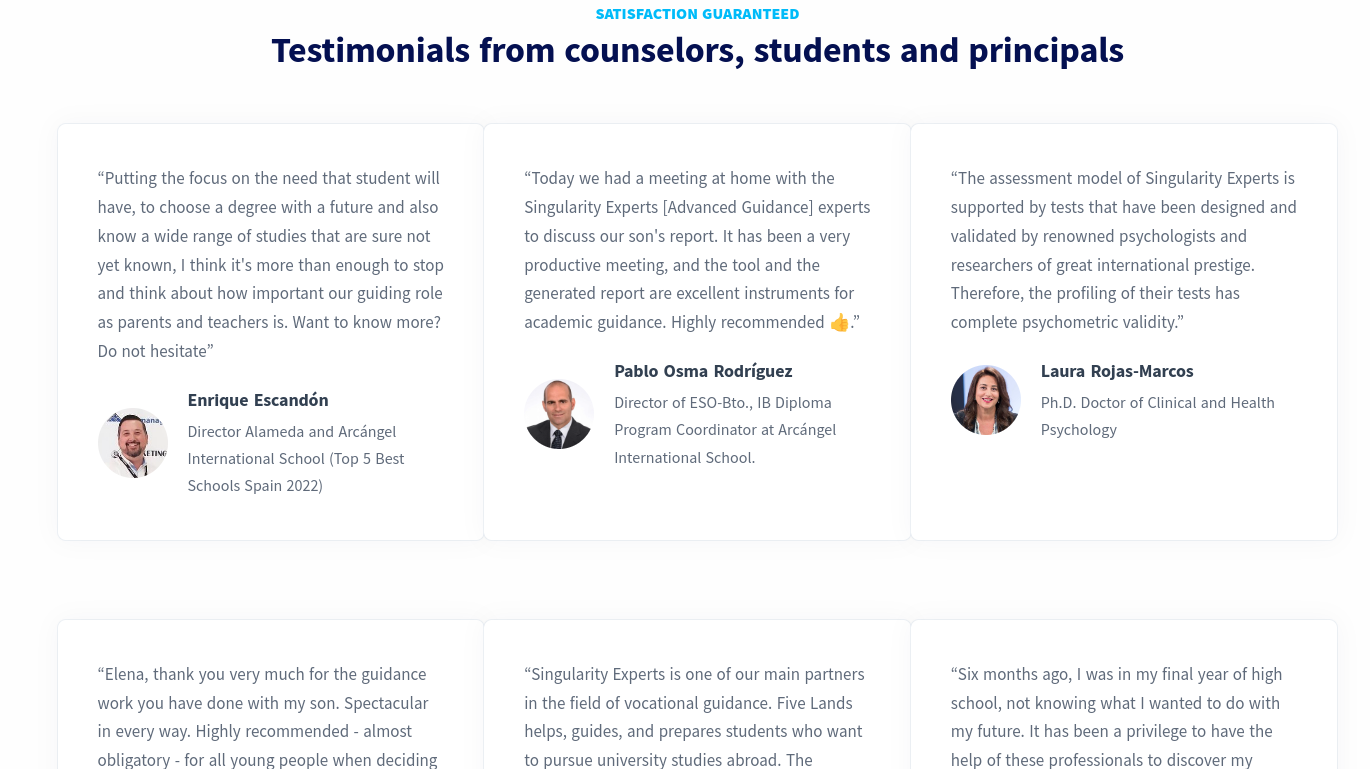 Singularity Experts - Advanced Guidance for Schools - Testimonials
